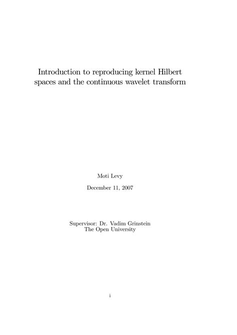 Pdf Introduction To Reproducing Kernel Hilbert Spaces And The
