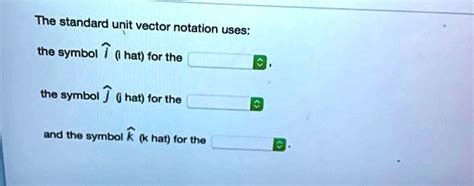 The Standard Unit Vector Notation Uses The Symbol Hat Tor The The