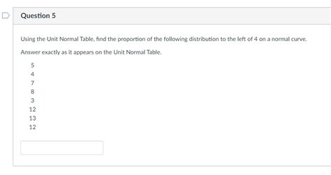 solved question 5 using the unit normal table find the