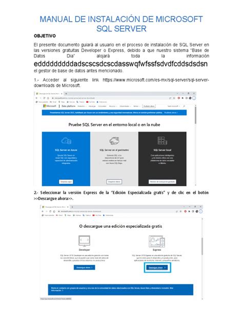 manual de instalación de microsoft sql server pdf servidor sql de