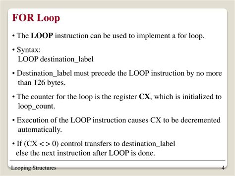 PPT Assembly Language Lecture Looping Structures PowerPoint Presentation ID