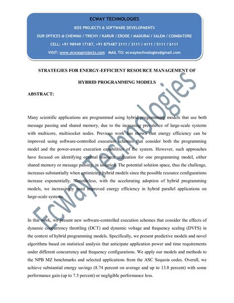Strategies For Energy Efficient Resource Management Of Hybrid Programming Models Pdf
