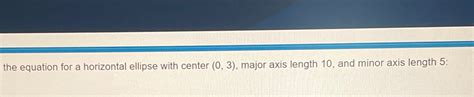 Solved The Equation For A Horizontal Ellipse With Center