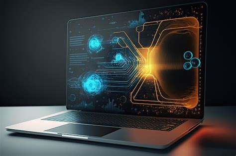 premium ai image digital data and network connection on laptop screen