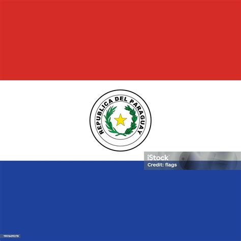 파라과이 국기입니다 플래그 아이콘입니다 표준 색상 사각형 깃발입니다 사각형 아이콘입니다 컴퓨터 일러스트레이션 디지털 일러스트레이션 벡터 일러스트 레이 션입니다 0명에 대한