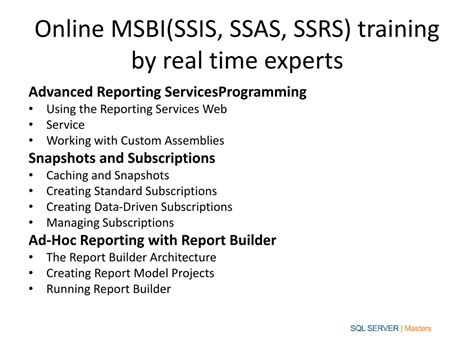 ppt microsoft business intelligence ssis ssas ssrs by expert