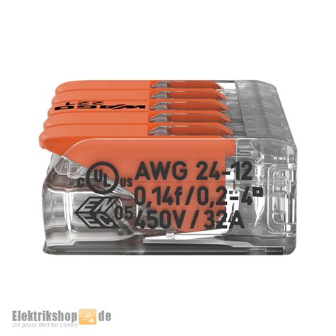Wago 221 415 5 Leiter Klemme Mit Hebel Für Massiv Flexibel