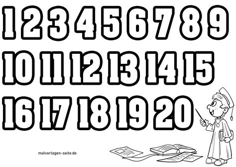 Malvorlage Zahlen 1 20 Kostenlose Ausmalbilder