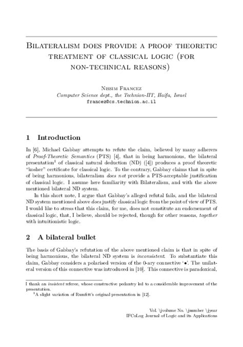 Pdf Bilateralism Does Provide A Proof Theoretic Treatment Of