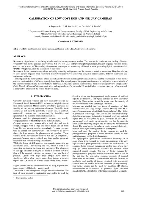 PDF CALIBRATION OF LOW COST RGB AND NIR UAV CAMERAS