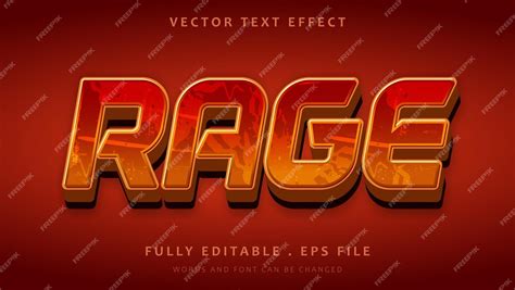 Premium Vector Word Rage Grunge Editable Text Effect Design Template
