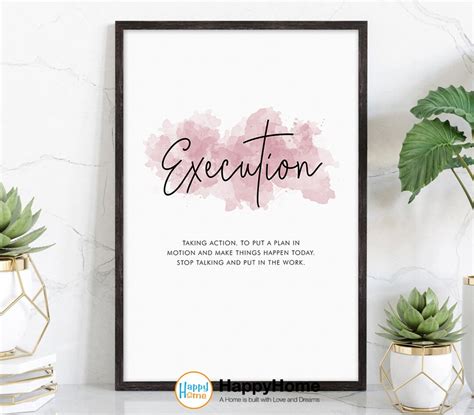Execution Definition Poster Motivational Wall Art Inspirational Wall
