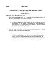 Module Unit WORKSHEET NO Docx NAME CLASS CODE PHYSICAL ACTIVITY TOWARDS HEALTH AND