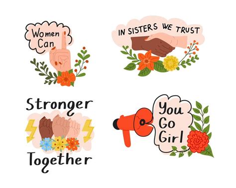 Premium Vector Feminist Slogan Clip Art Isolated Sticker Set