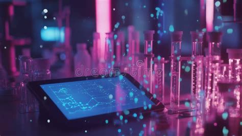 Laboratory Research Showing Growing Statistics On Tablet Screen With