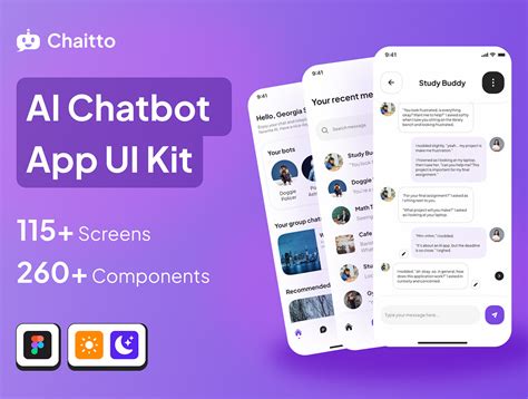 Chaitto Ai Chatbot App Ui Kit 115屏国外人工智能ai对话聊天app用户界面设计ui套件模板 格外视觉uiguicn 国外高品质设计素材共享网