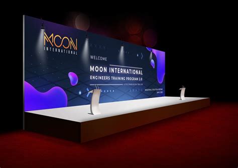 Event Backdrop Design With Moon International Logo