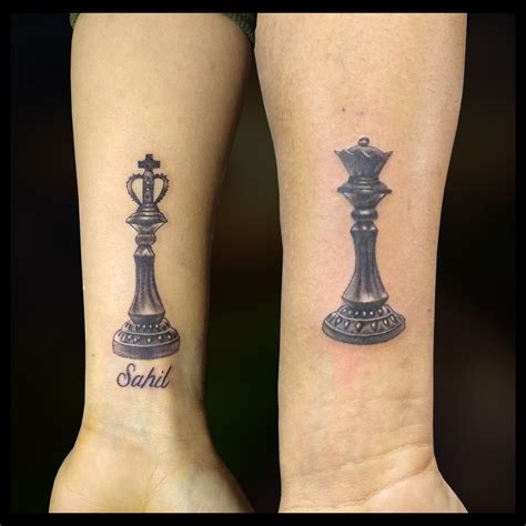 King And Queen Chess Piece Matching Tattoos