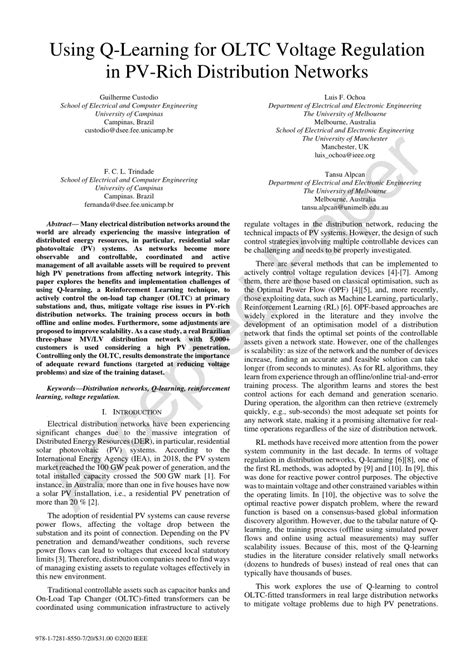 Pdf Using Q Learning For Oltc Voltage Regulation In Pv Rich