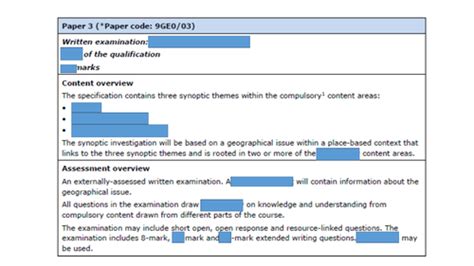 Paper 3 Synoptic Geography Edexcel Analyse Command Word Practice