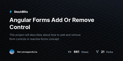 Angular Forms Add Or Remove Control Stackblitz