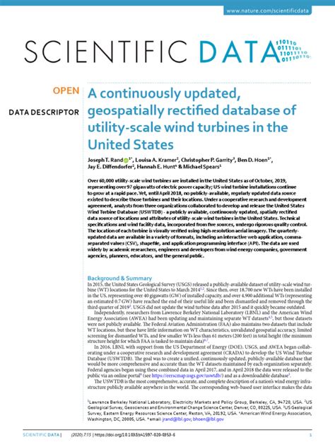 Rand Kramer Et Al 2020 A Continuously Updated Geospatially Rectified Database Of Utility Scale