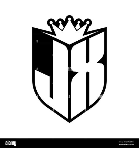Jx Letter Bold Monogram With Shield Shape And Sharp Crown Inside Shield
