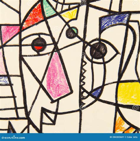 Digital Cubism Array Of Human Faces Pieced Together Each Face Encoded