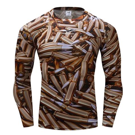 Camouflage Compression Bullets Camo Long Sleeve Rashguard