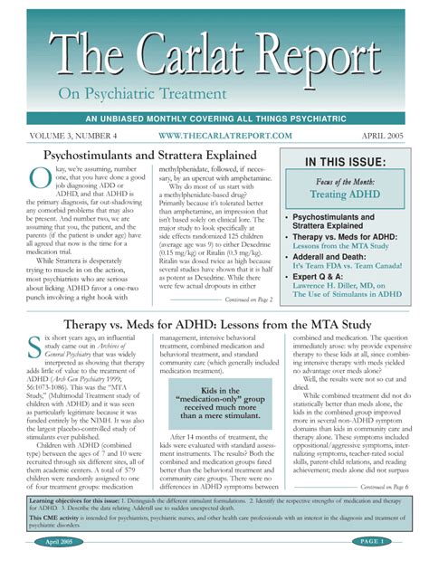 Fillable Online Treating Adhd The Carlat Psychiatry Report Fax Email Print Pdffiller