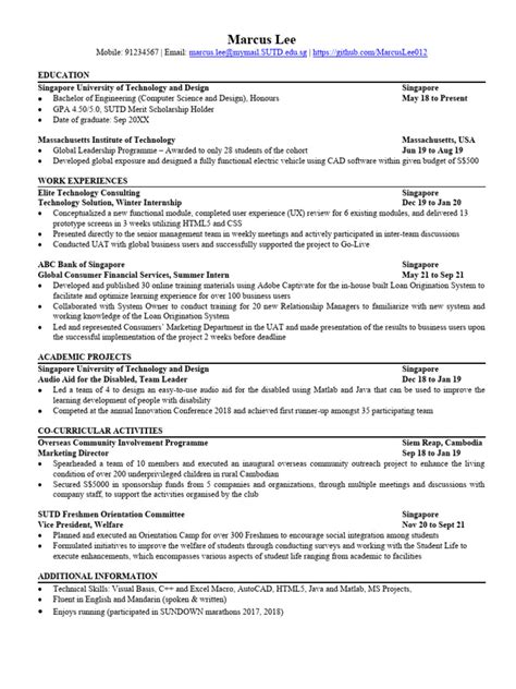 resume sample pdf computing