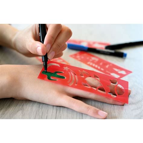 Eberhard Faber ტატუს დასახატი ნაკრები 4 ცალი შაბლონი ფორმებით Veli