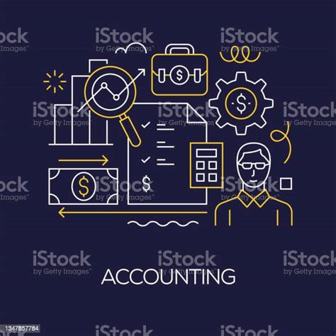 일러스트레이션 회계 개념의 벡터 집합입니다 웹 페이지 배너 포스터 인쇄 등을 위한 라인 아트 스타일 배경 디자인 벡터 일러스트레이션 0명에 대한 스톡 벡터 아트 및 기타