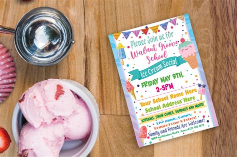 Editable Ice Cream Social Party Invitations Posh Park