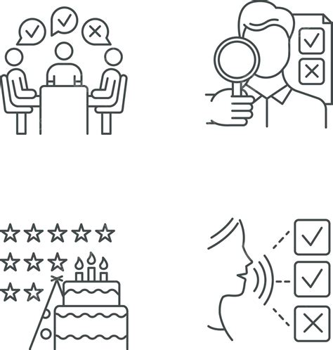 Linear Icons For Survey Methods Rating And Evaluation Vector