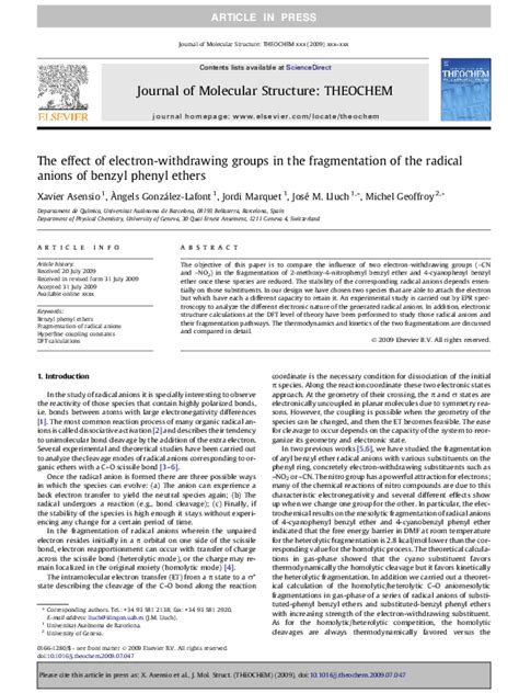 Pdf The Effect Of Electron Withdrawing Groups In The Fragmentation Of