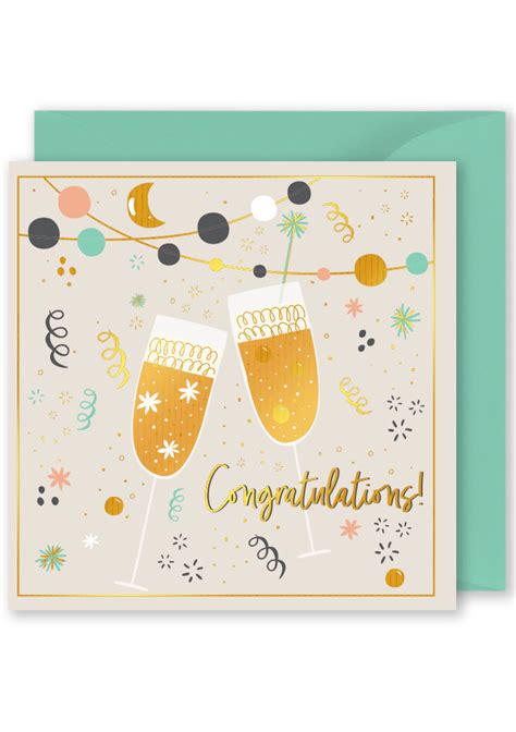 Card Congratulations” Clinking Glasses And Decorations Purely Gourmet