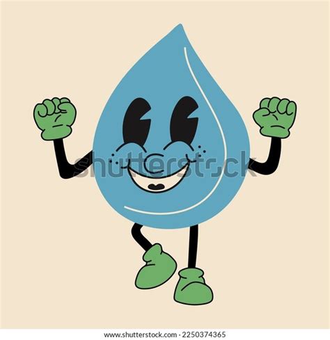 Blob Water 30s Cartoon Mascot Character Stock Vector Royalty Free