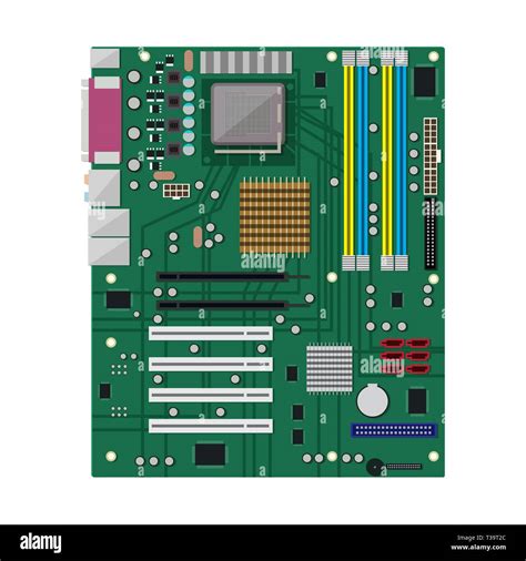 Motherboard Isolated On White Pc Hardware Components For Personal