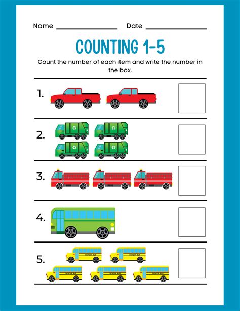 Counting 1 5 Worksheet Etsy