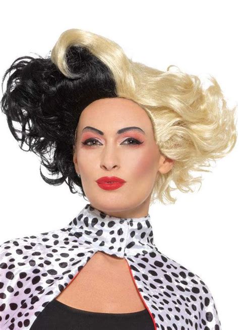 Cruella Wig Black And Blonde Short Curl Wig