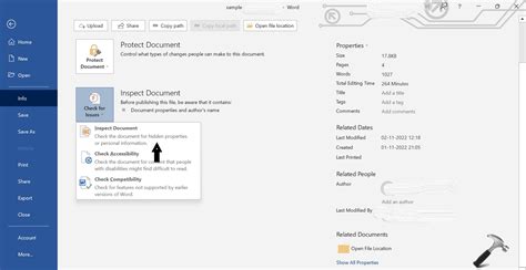 remove personal information from files in windows 11 10
