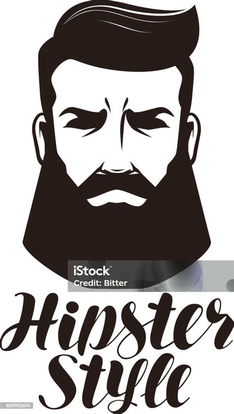 Hipster 스타일입니다 수염 난된 남자 기호 또는 라벨의 초상화입니다 레터링 벡터 일러스트 레이 션 러시아에 대한 스톡 벡터 아트 및 기타 이미지 Istock