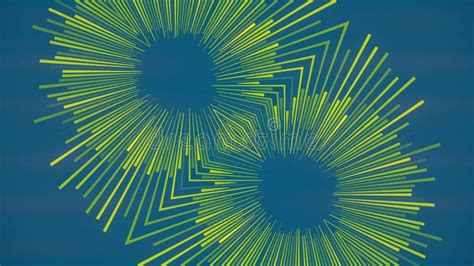 yellow and blue stripes arranged in a radial pattern 3d render loop