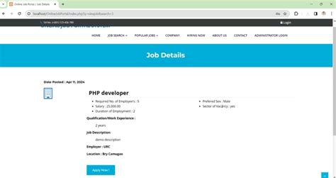 Online Job Portal Management System Project In PHP MySQL