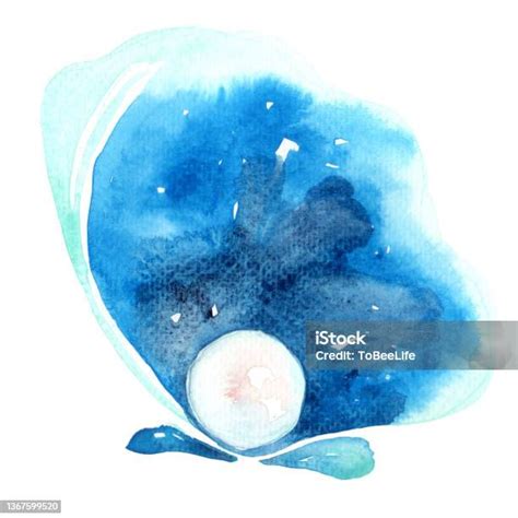 해양 생물과 해안 생활에 장식블루 굴과 진주 수채화 일러스트 관광 리조트에 대한 스톡 벡터 아트 및 기타 이미지 관광 리조트
