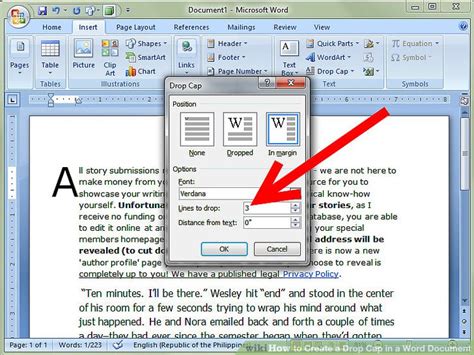 How To Create A Drop Cap In A Word Document 6 Steps