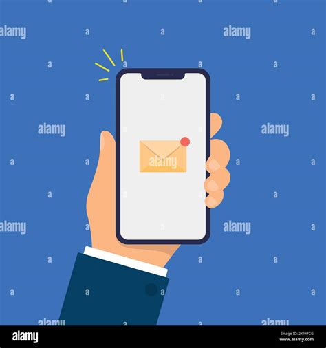 New Email Notification On Smartphone Screen Hand Holds The Smartphone Modern Flat Design