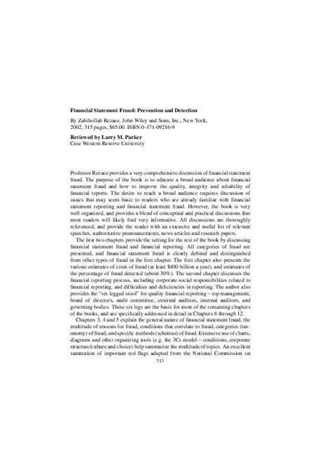 Pdf Financial Statement Fraud Prevention And Detection