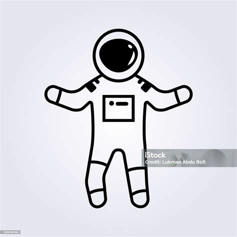 간단한 떠 다니는 우주 비행사 라인 일러스트 레이 션 벡터 아이콘 기호 기호 인쇄를위한 템플릿 디자인 그래픽 의류 티셔츠 모자 Astronaut Training에 대한 스톡